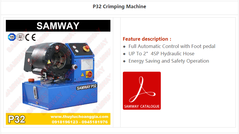 BẢNG GIÁ MÁY BẤM ỐNG THỦY LỰC SAMWAY P32