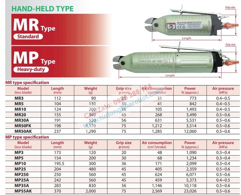 Kéo cắt khí nén MR12 Muromoto, Air Nipper Pneumatic MR12 Muromoto
