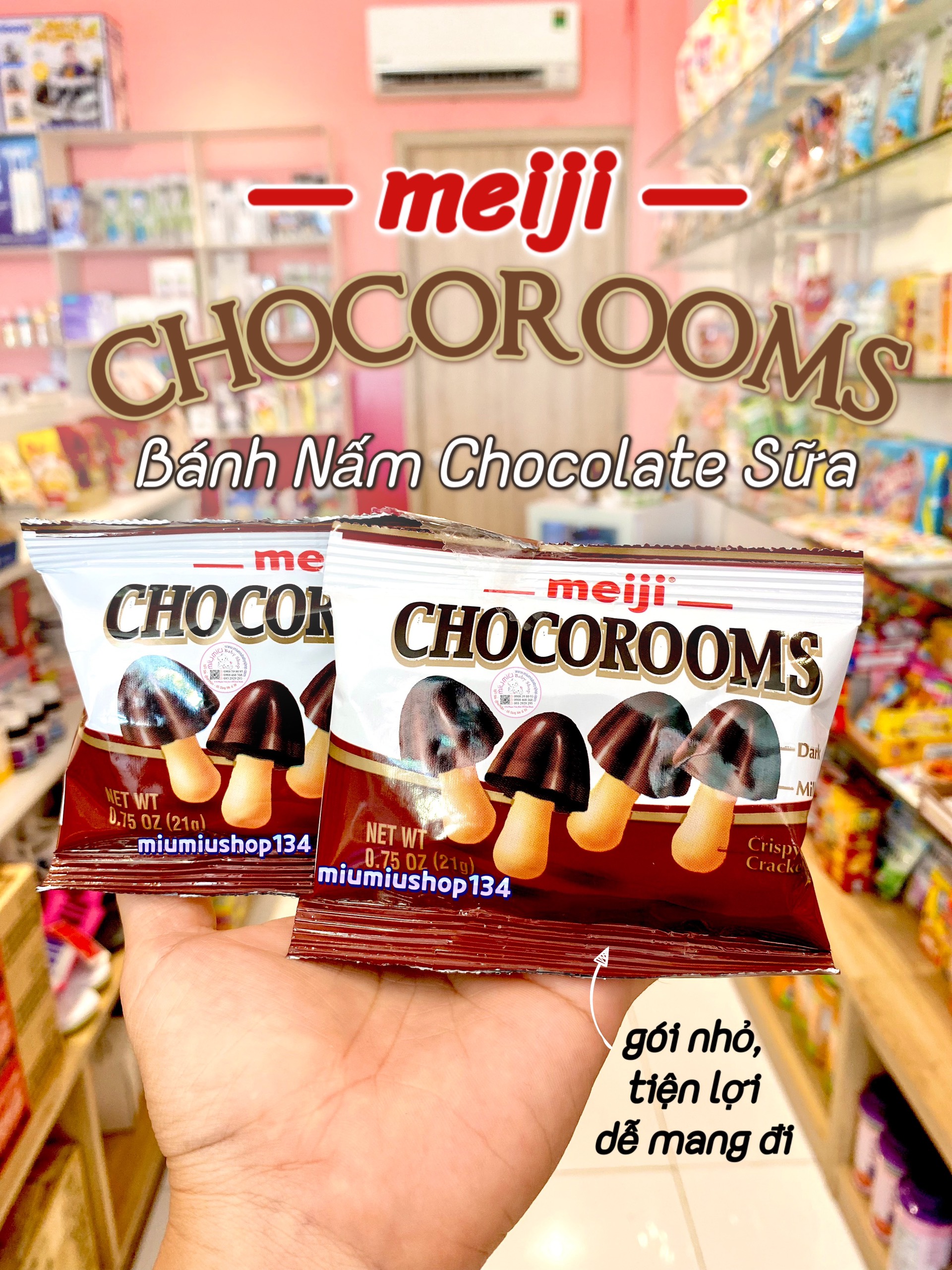 Bánh Nấm Chocolate sữa Meiji Chocorooms 21gr 🇺🇸