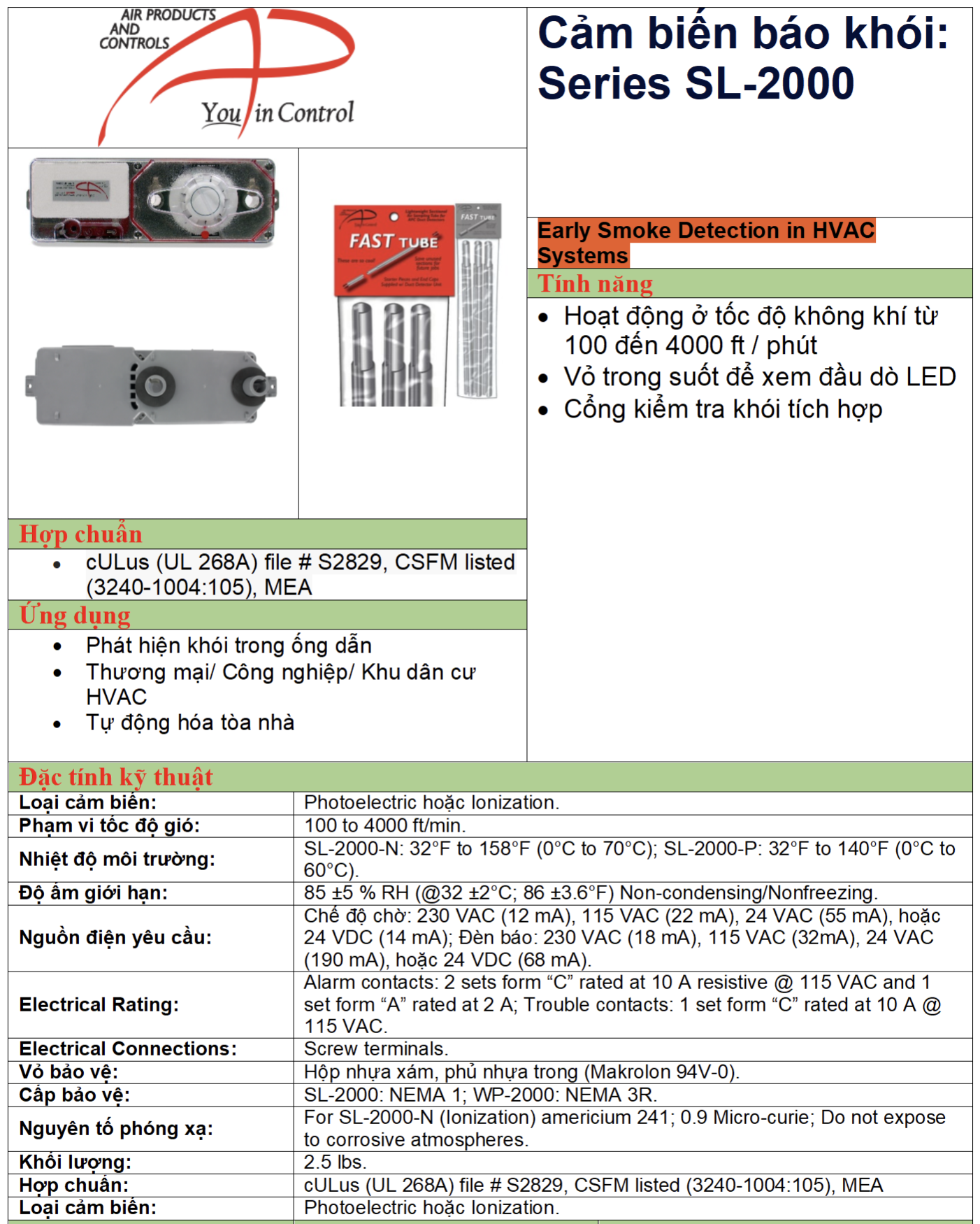 Cảm biến báo khói - Series SL-2000-P