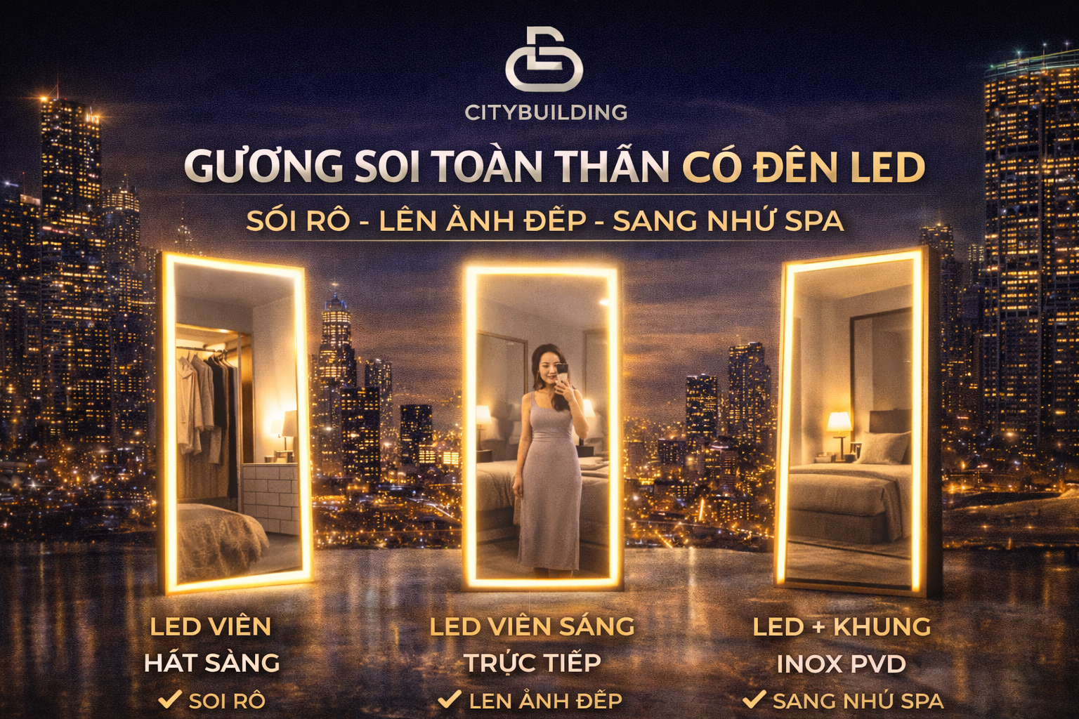 🔹 GƯƠNG SOI TOÀN THÂN CÓ ĐÈN LED | SOI RÕ LÊN ẢNH ĐẸP SANG NHƯ SPA ...
