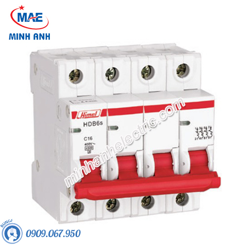 MCB 4P 20A 6kA - Model HDB6SN4C20