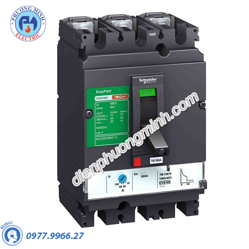 MCCB CVS100B Type B 3P 100A 25kA 415V - Model LV510307