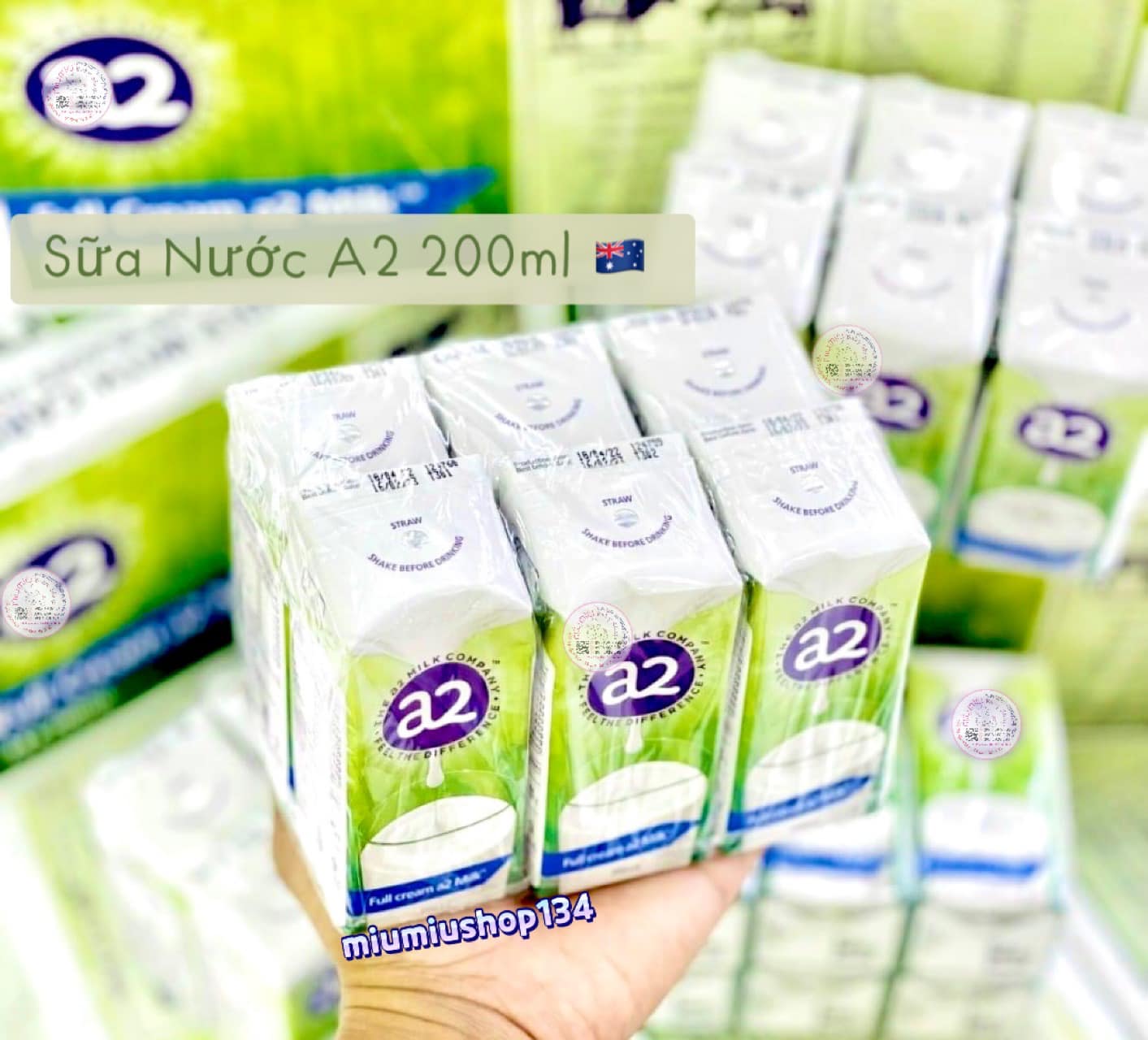 SỮA A2 NGUYÊN KEM ÚC NƯỚC PHA SẴN HỘP 6 hộp x 200ml/lốc 🇦🇺