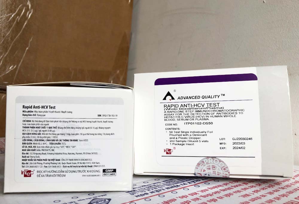 Test chẩn đoán viêm gan C Rapid Anti-HCV Test INTEC (dạng que)