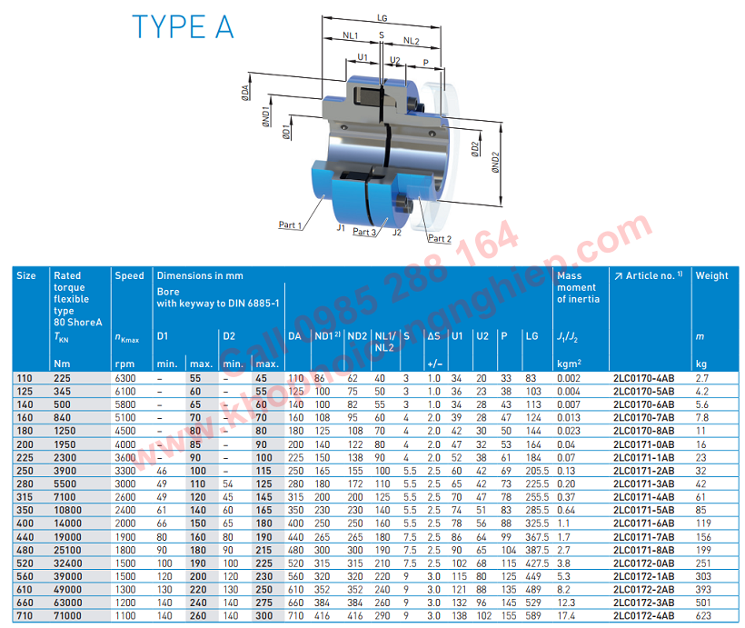 COUPLINGS JAW FLENDER N-EUPEX TYPE A