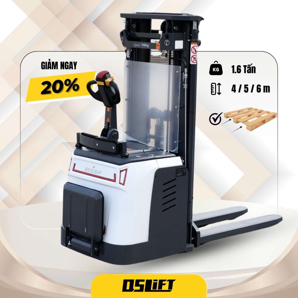 Mua Xe Nâng Điện Stacker 1.6 Tấn Cao 3m, 4m, 6m - Đầy Đủ Option - Giá Tốt
